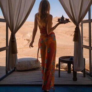Zara | Pants & Jumpsuits | Zara Rust Printed Tie Dye Lightweight Pareo ...